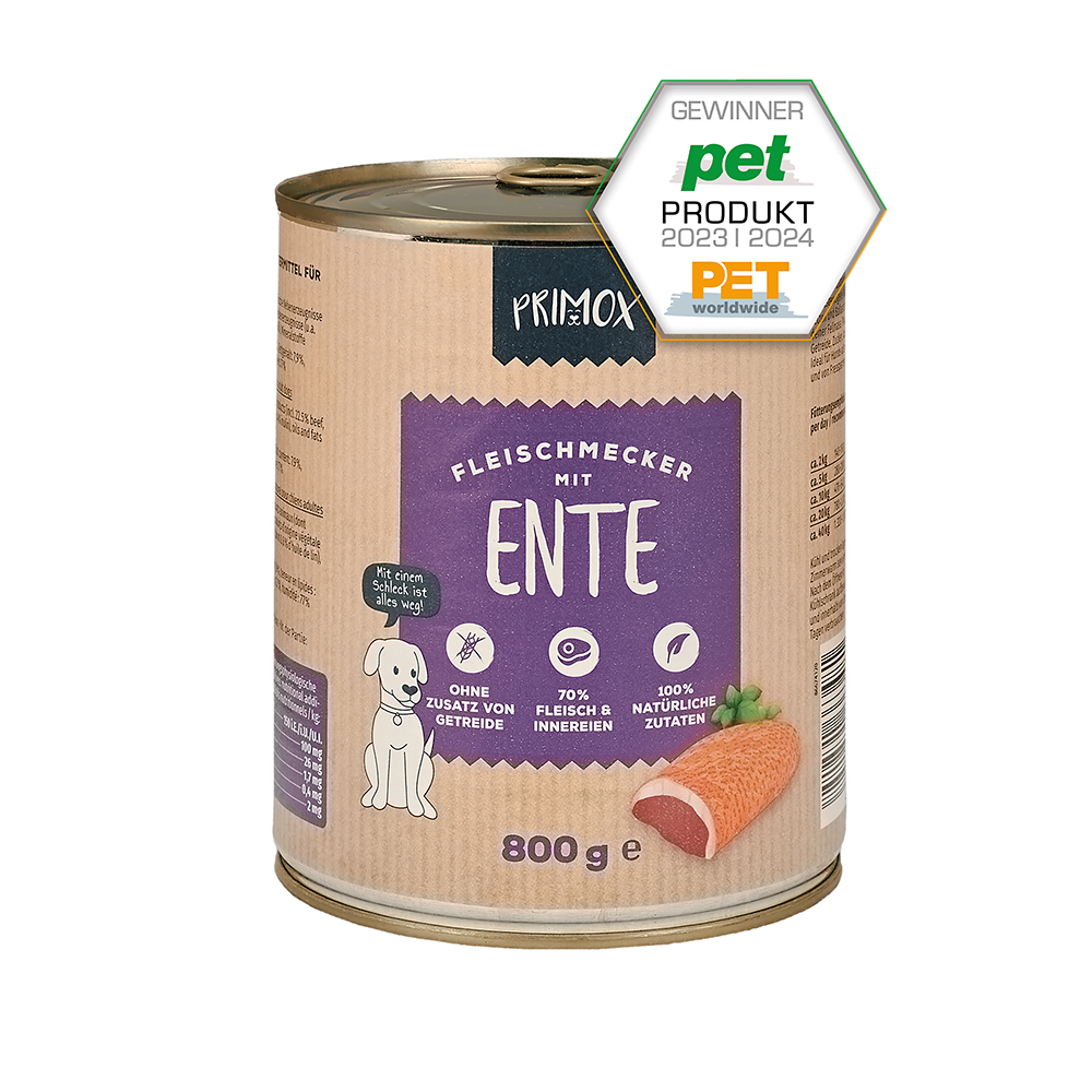 Primox Hunde Nassfutter mit Ente 6 x 800g | Nassfutter | Hundefutter ...